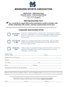 MSA-Sponsorship-Form CORPORATE | Mandarin Sports Association